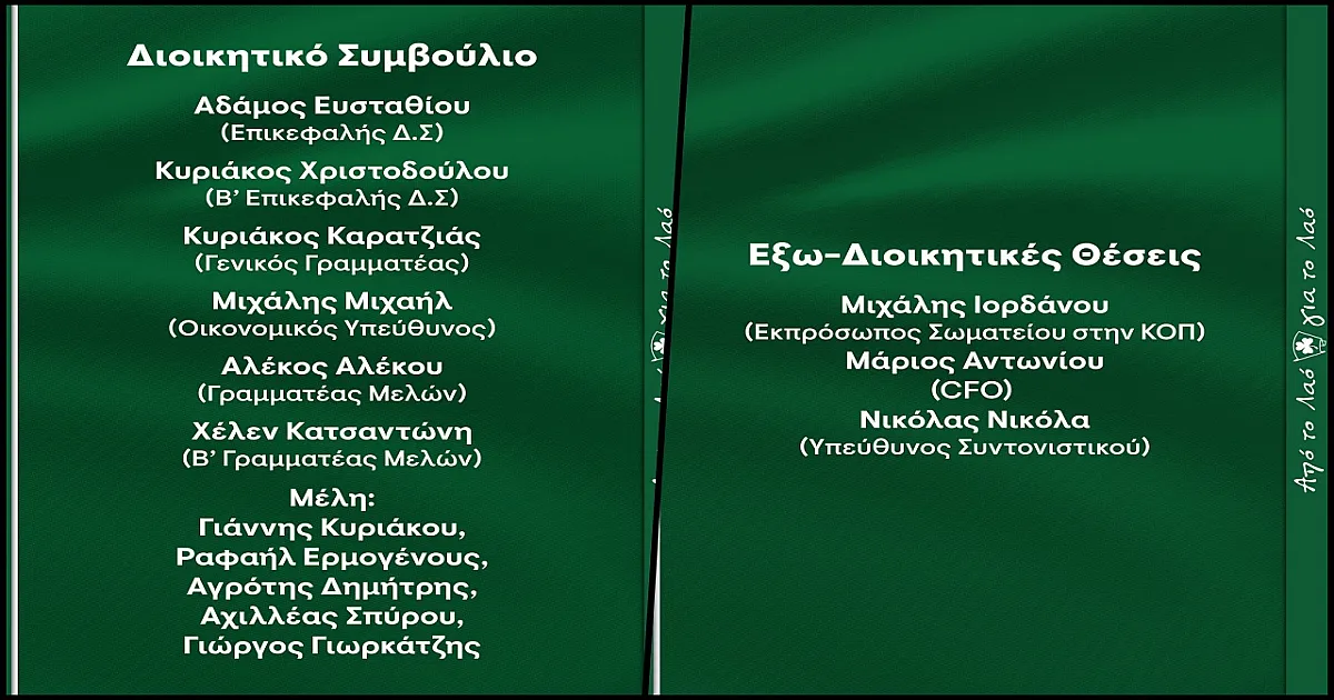 Το νέο διοικητικό συμβούλιο της Ομόνοιας 29Μ - Γήπεδο